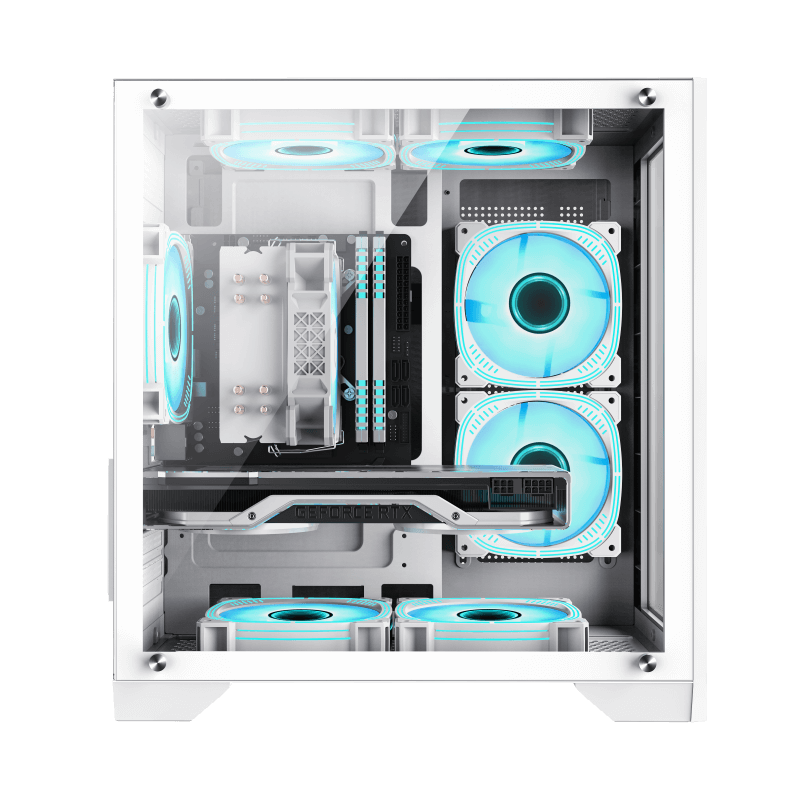 GameMax Infinity mini PC Case with ARGB Fans-White PC Case
